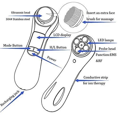 5 in 1 LED RF&EMS Photon Therapy Facial Skin Lifti... – Vicedeal