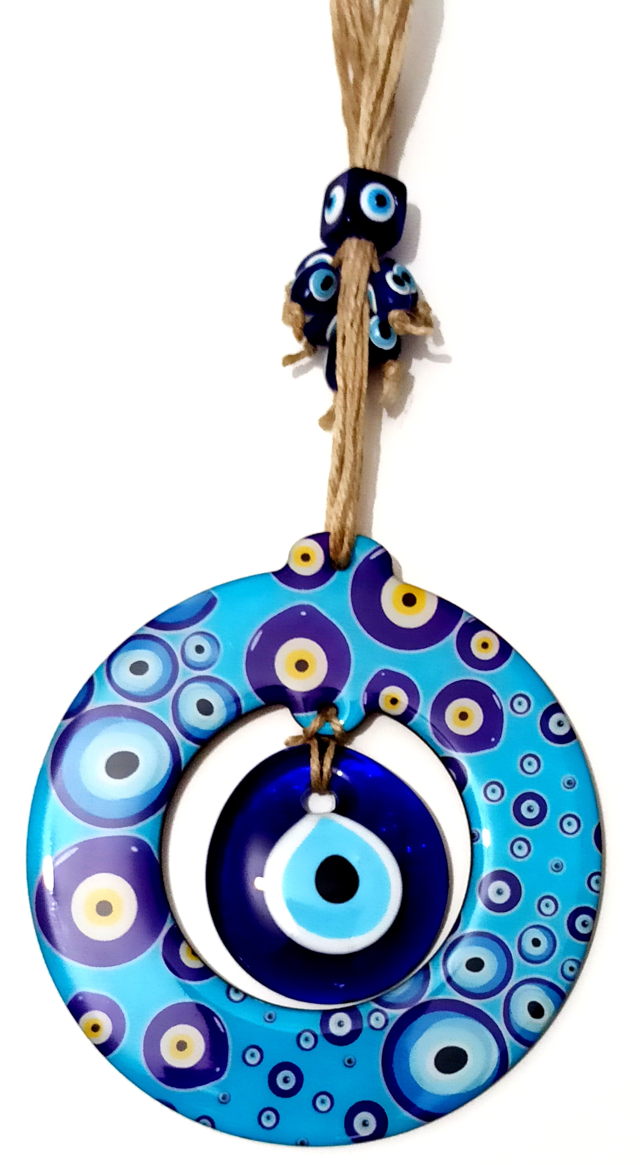 Glass Evil Eye Bead in the Middle, Wooden Evil Eye... – Grandado