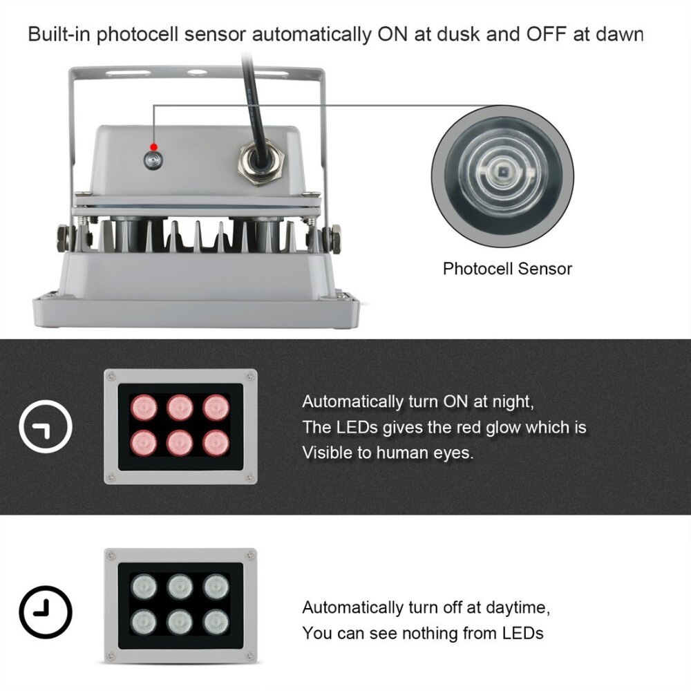 Array ir illuminator infrarød lampe 6 stk array le... – Grandado
