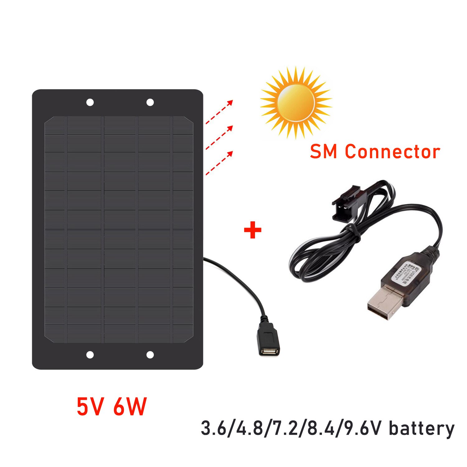 5V 6W 1.2A Solar Panel 3.6V 4.8V 6V 7.2V 8.4V 9.6V... – Grandado