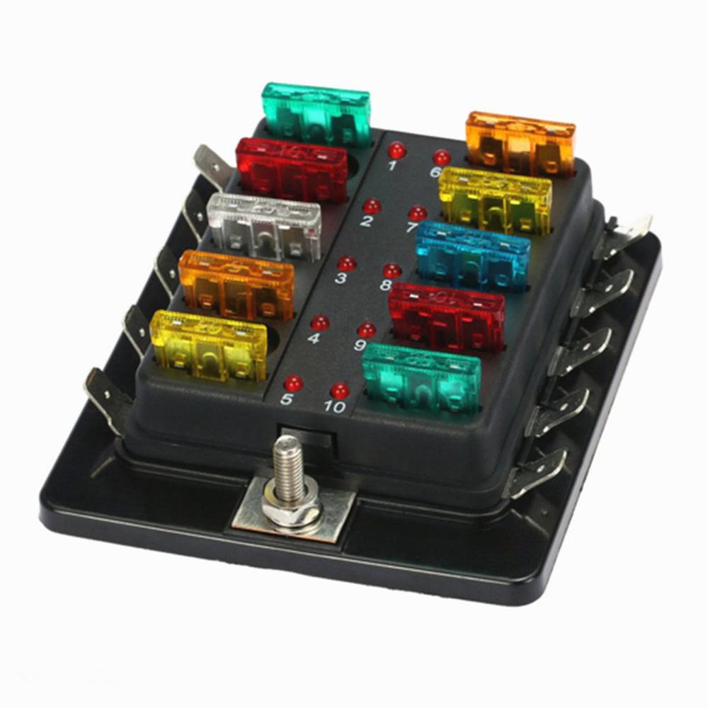 10 Way Standard Blade LED Fuse Box Holder With Fai... – Grandado