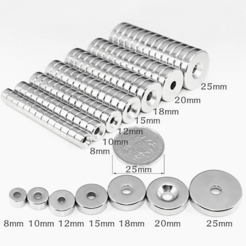 Imán redondo avellanado N35 NdFeB con agujero, dis... – Grandado