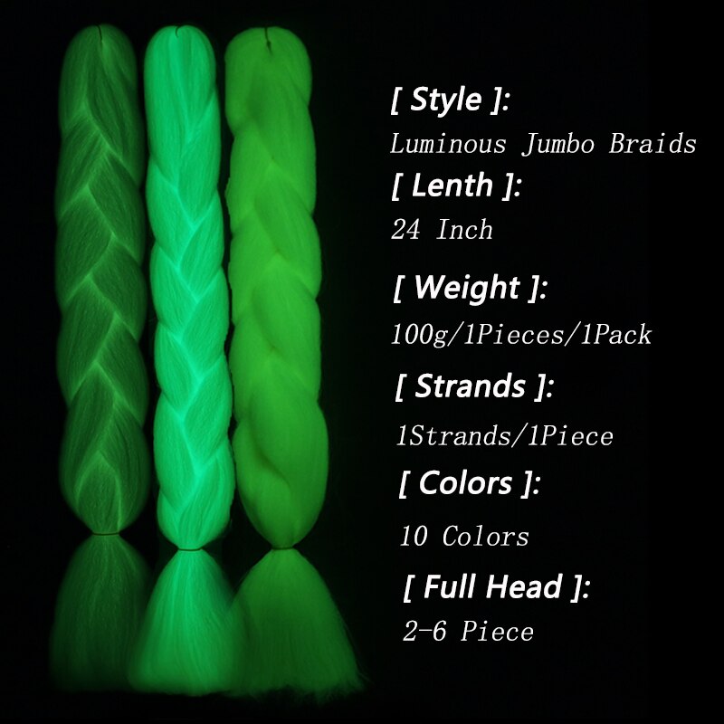 Neon Glowing Hair Florescent Light Braiding Hair S... – Grandado