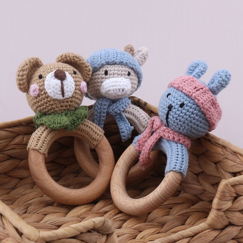 1pc Wooden Crochet Bunny Rattle Toy BPA Free Wood ... – Vicedeal