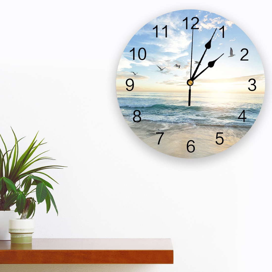 Sunset Sea Nature Scenery Painting PVC Wall Clock ... – Grandado