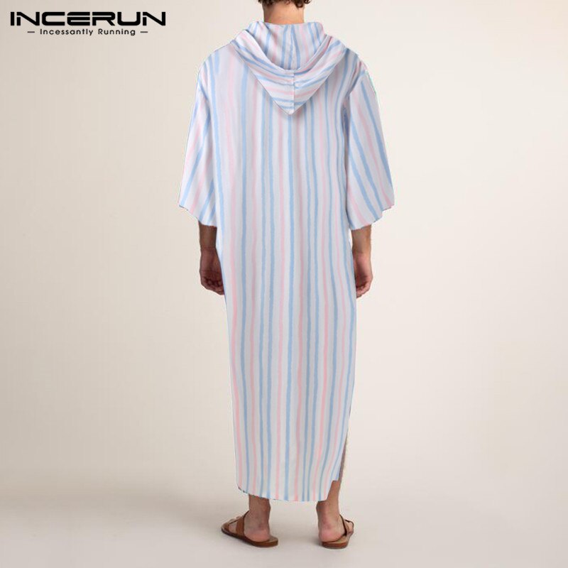 Moslim mannen islamitische kaftan gestreepte hoode... – Vicedeal