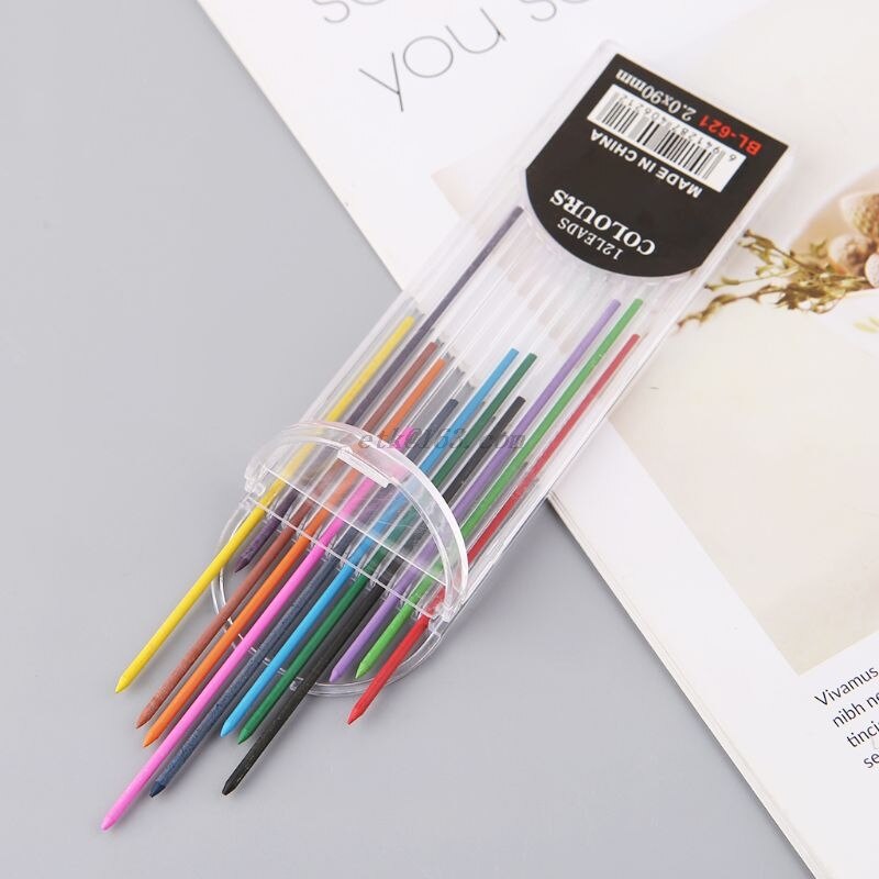 12Pcs 2.0 mm Mechanical Pencil Colors 2B Lead Refi... – Grandado