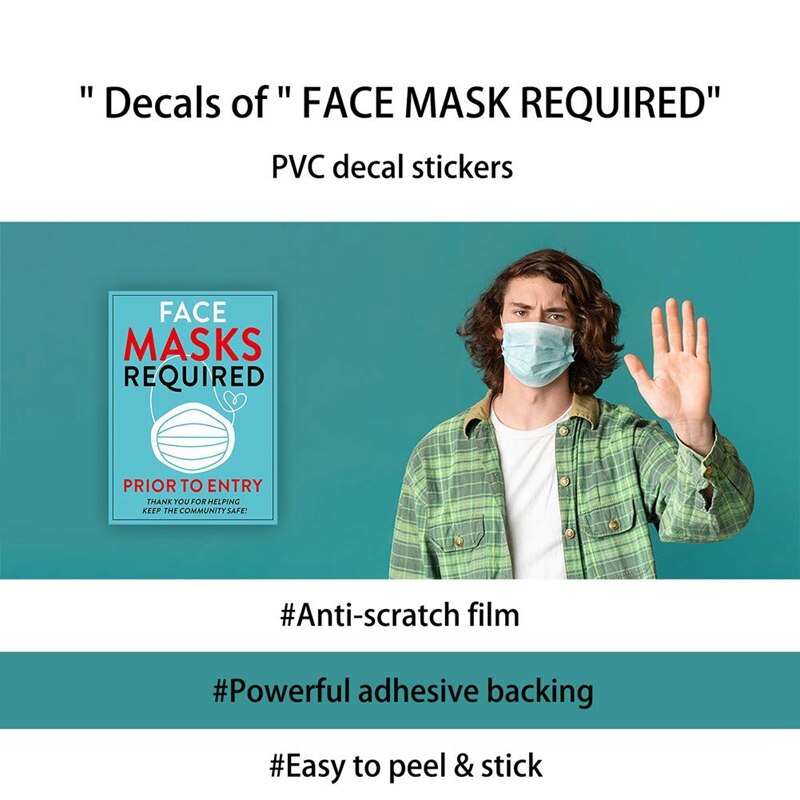 30PCS FACE MASK Required Sign Decals Stickers Wall... – Vicedeal