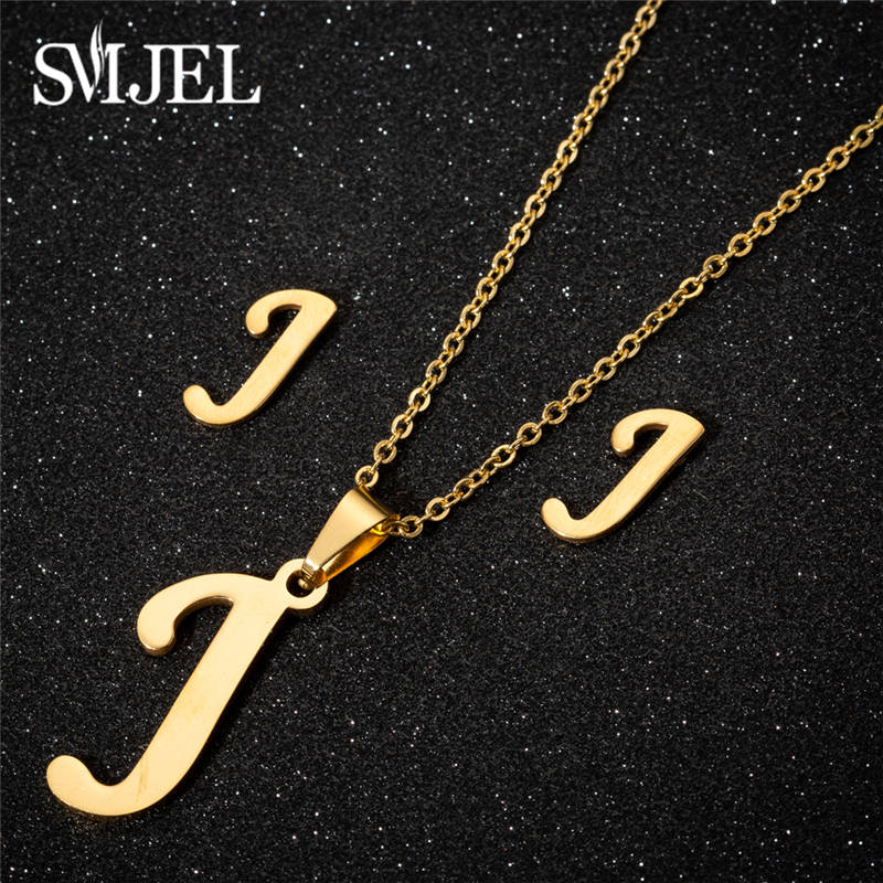 SMJEL-pendientes pequeños con letras iniciales de ... – Grandado