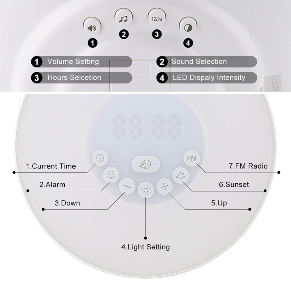 Sunrise Alarm Clock Wake Up Colorful Light Simulat... – Grandado