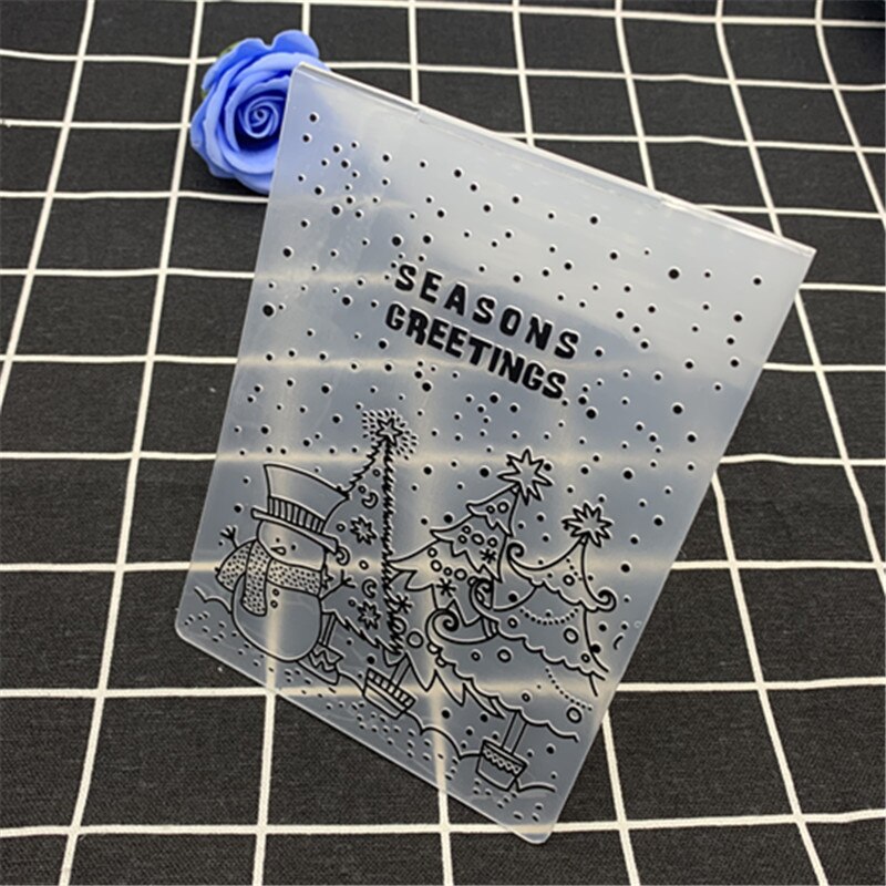 Forest potted Christmas tree snowman embossing boa... – Grandado