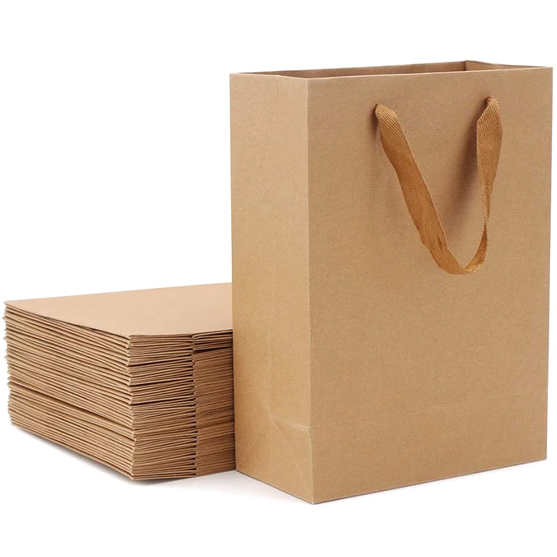 25 Pieces Kraft Paper Shopping Bag Kraft Paper Bag... – Grandado