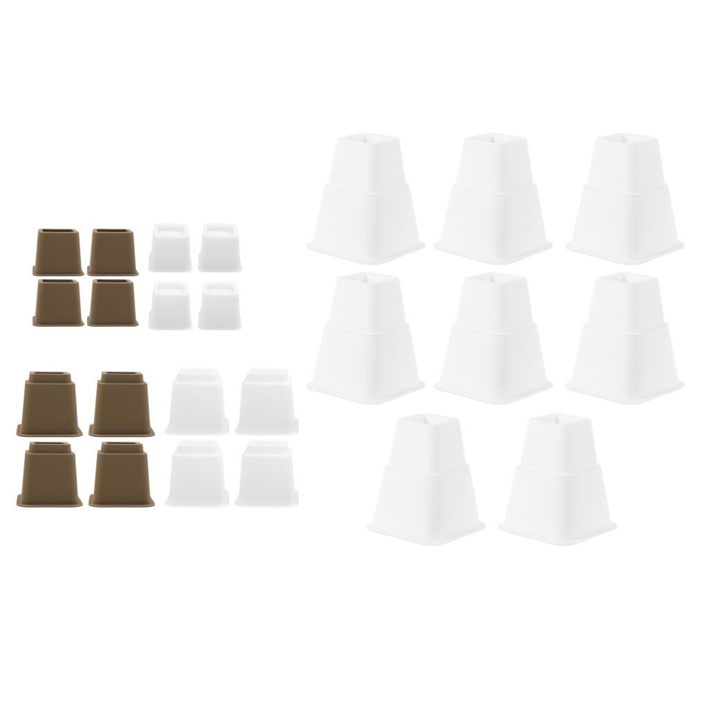4 Piece White/Brown Furniture Risers Adjustable So... – Vicedeal