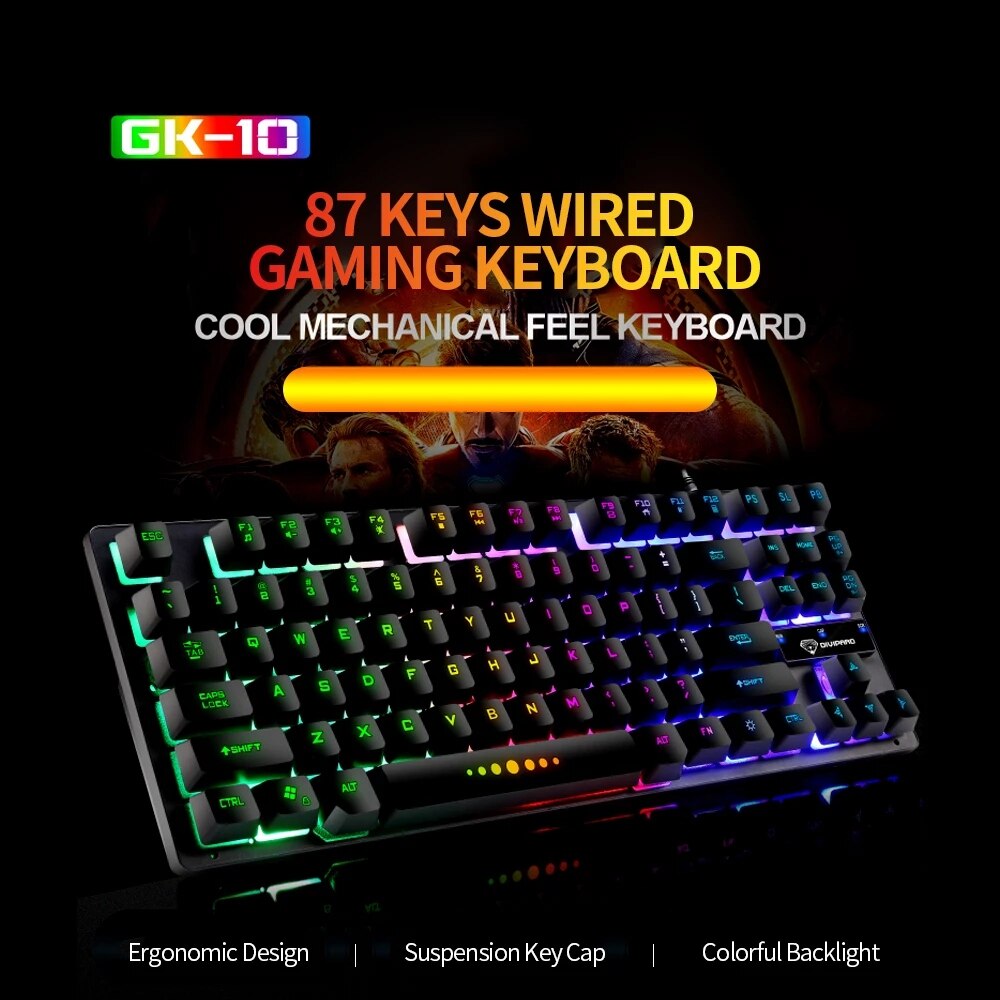 GK 10 mechanical keyboard 87 keys waterproof USB w... – Grandado