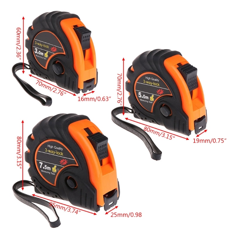 3m 5m 7.5m Retractable Tape Measure 3-Way-Lock Met... – Grandado