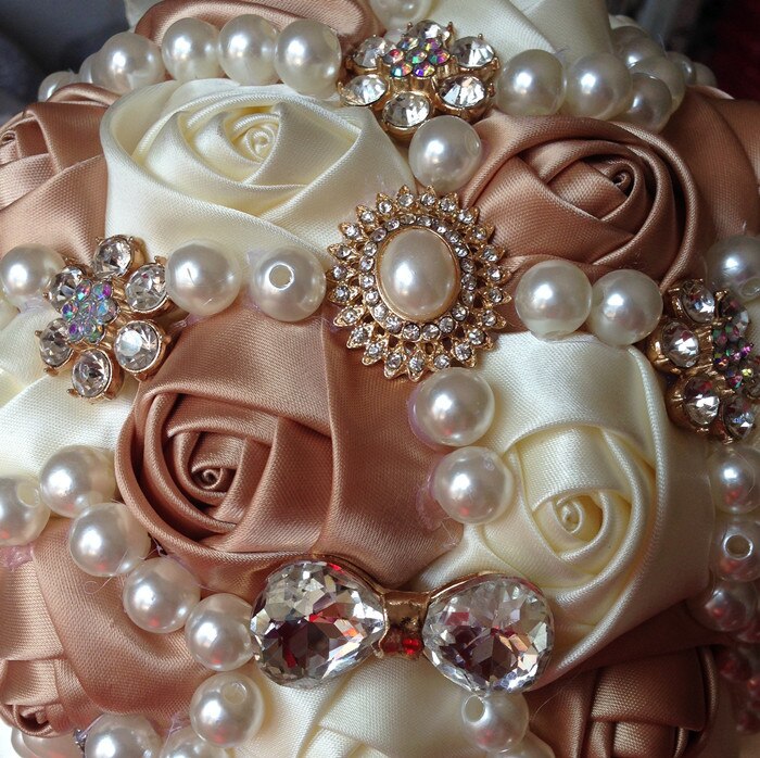 Purple Blue Ivory Wedding bouquet With Crystal Vin... – Grandado