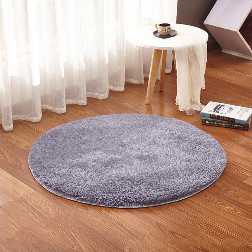 Gray/white round plush mat rug 80cm-1 – Grandado