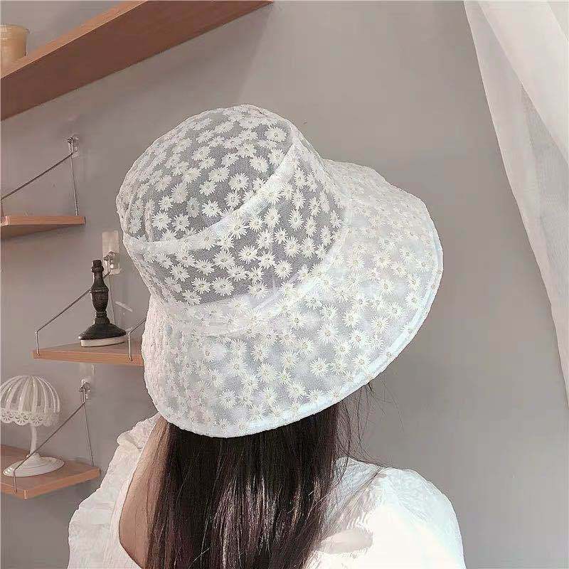 Net red hollow thin lace hat breathable shade buck... – Grandado