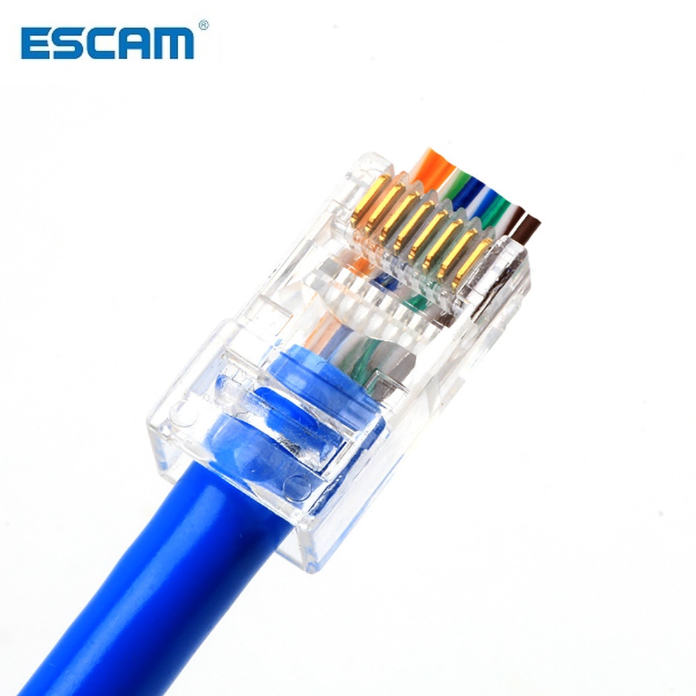 Escam 20/50/100 stk rj45 stik 6u guldbelagte pass... – Vicedeal