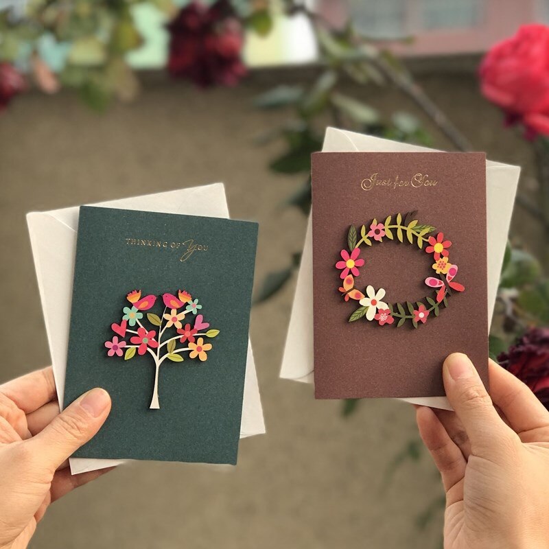 10pcs random beautiful Mini Greeting Cards Handmad... – Grandado