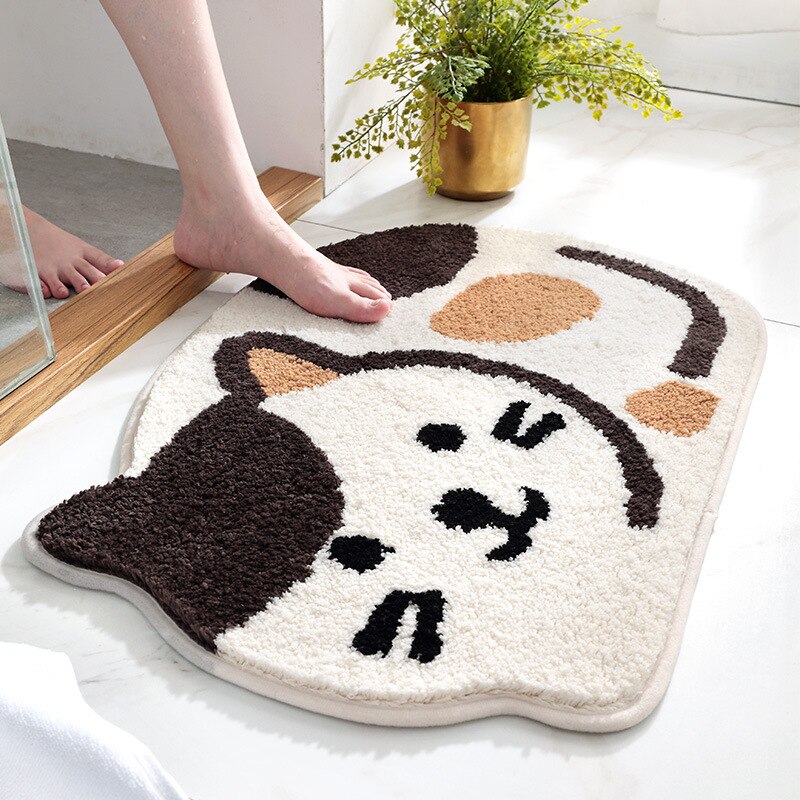 Cartoon Cat Paw Printed Rug Water Absorption Bath ... – Grandado