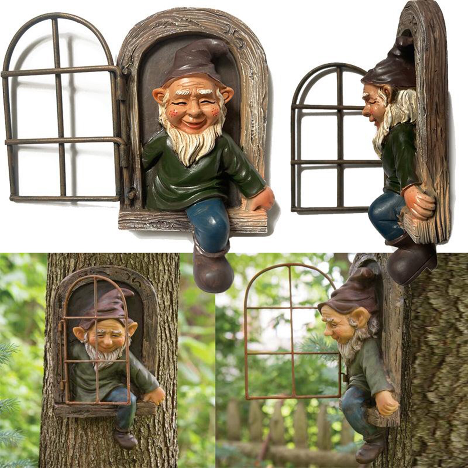 Elf Out The Door Tree Hugger Lawn Art Outdoor Resi... – Vicedeal