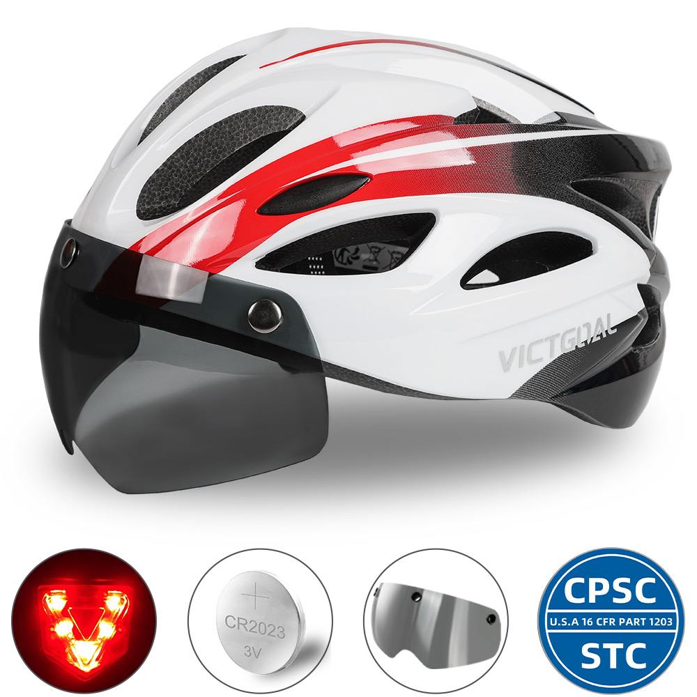 VICTGOAL Adults Bike Helmet Goggles LED Rear Light... – Grandado