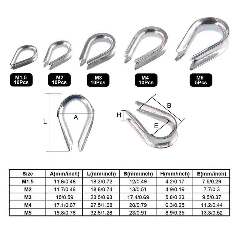 250Pcs Wire Rope Cable Thimbles Combo and Aluminum... – Grandado