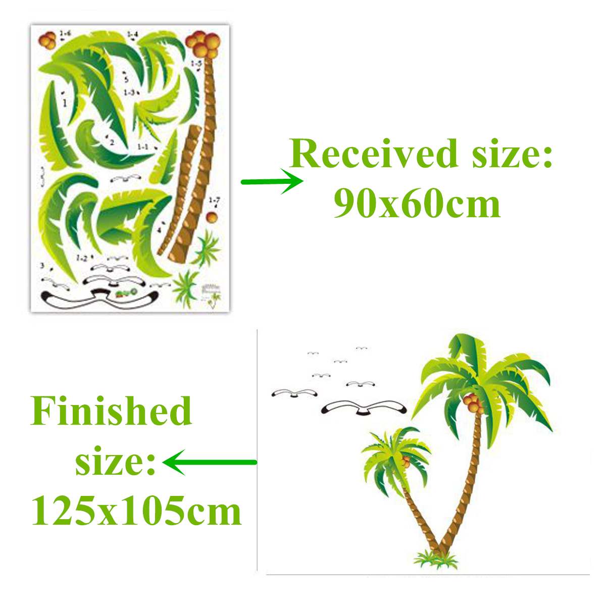 Colorful Coconut Tree Seagulls Wall Sticker PVC Fu... – Grandado