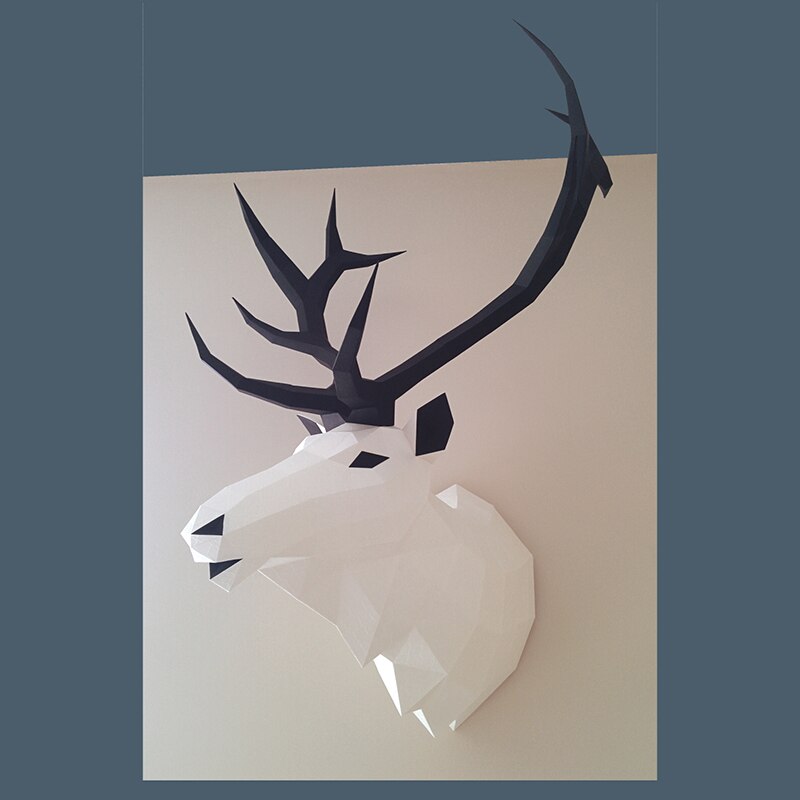 3D Paper Model Elk Head Geometric Origami Modern C... – Grandado