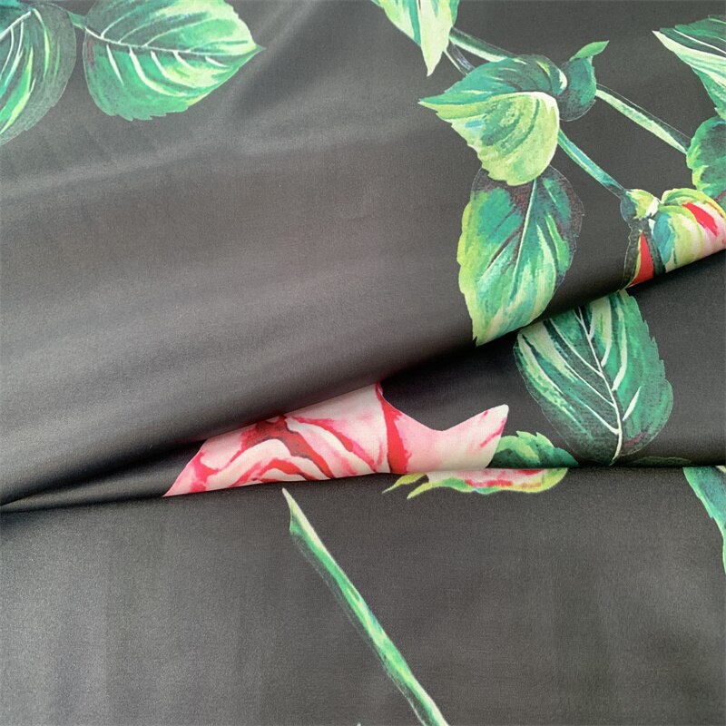 Mode Polyester Stretch Satijn Kleding Black Rose C... – Vicedeal