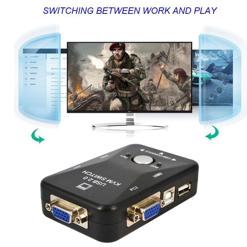 Kebidumei USB KVM Switch Switcher 2 Port VGA SVGA ... – Grandado