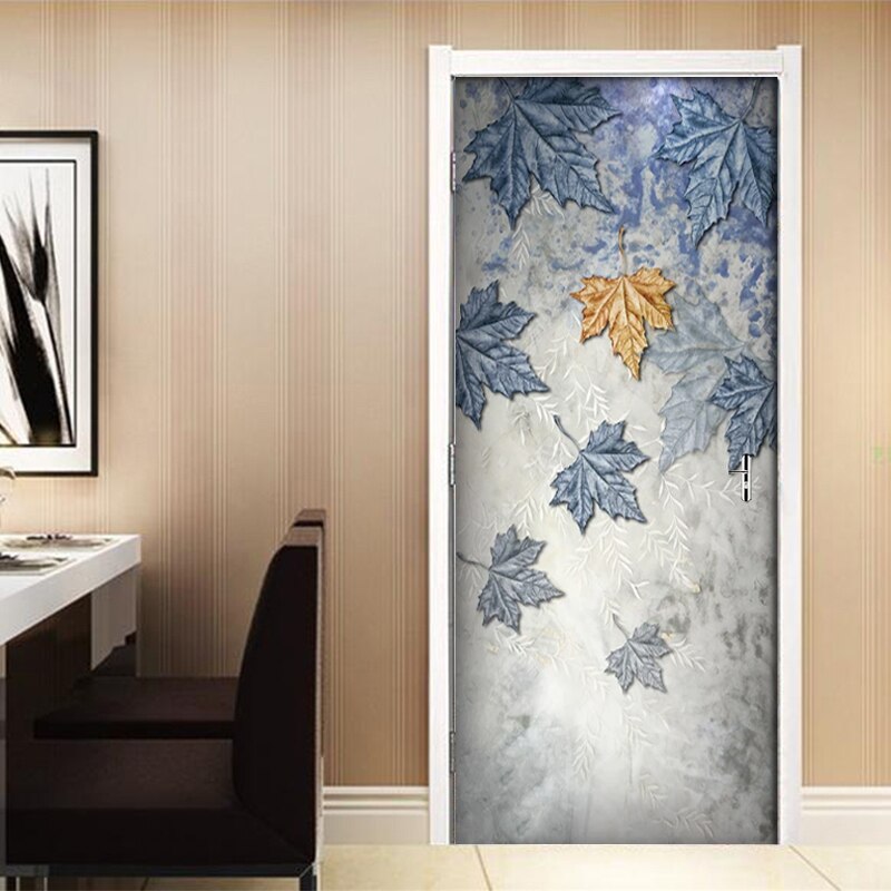 3D Modern Plant Maple Leaf Door Sticker Bedroom Ho... – Grandado