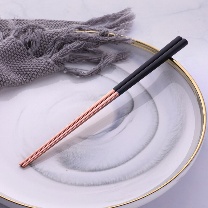1Pair Luxury 304 Stainless Steel Square Chopsticks... – Grandado