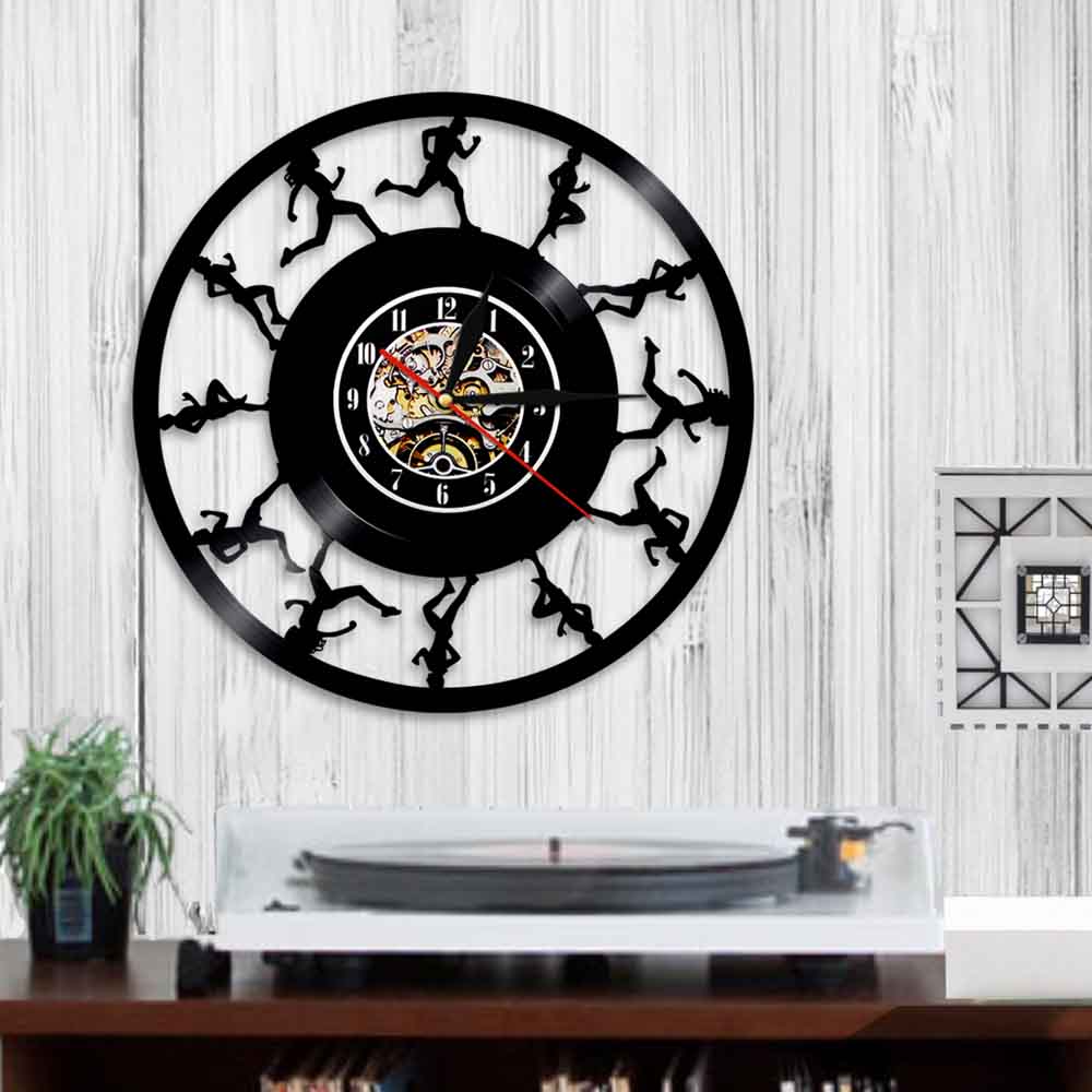 Marathon Runner Runing Silhouette Wall Clock Sport... – Grandado