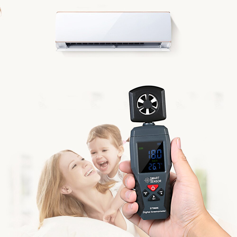 SMART SENSOR ST9606 Digital LCD Anemometer Thermom... – Grandado