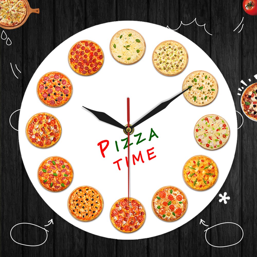 Different Tastes Pizza Time Modern Wall Clock Ital... – Grandado