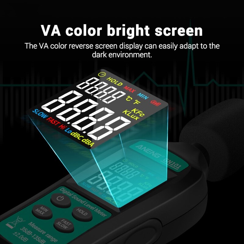 GN101 Digital Noise Meter Measurement 35-135 db In... – Grandado