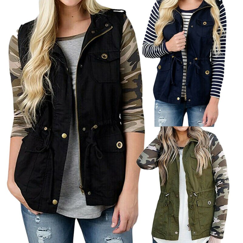 Safari Stil Frauen Fracht UtilityVest Taschen Kord... – Grandado