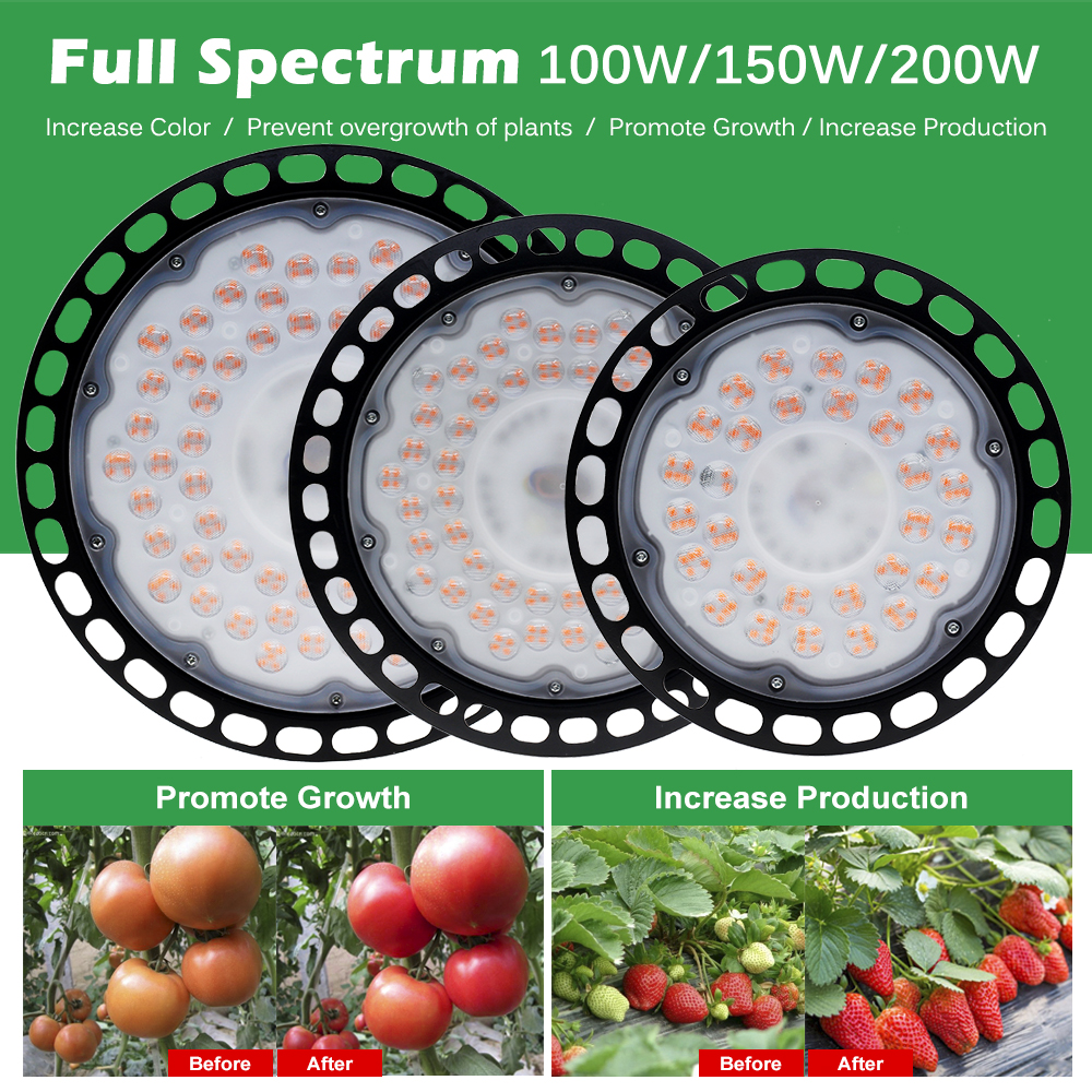 LED Grow Light 100W 150W 200W Full Spectrum UFO Ph... – Grandado