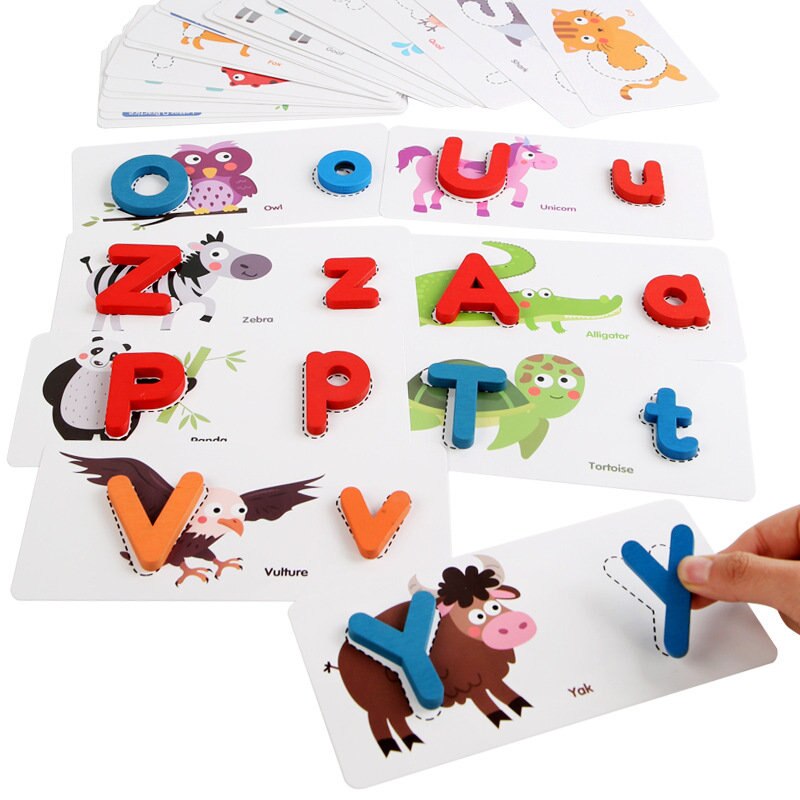 English Alphabet Letters Numbers Matching Card Woo... – Grandado