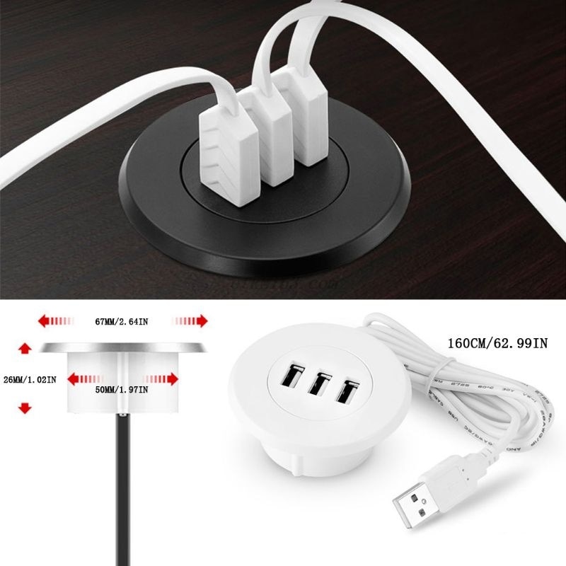 5cm Grommet Hole In-Desk Mounting 3 Ports USB 2.0 ... – Vicedeal