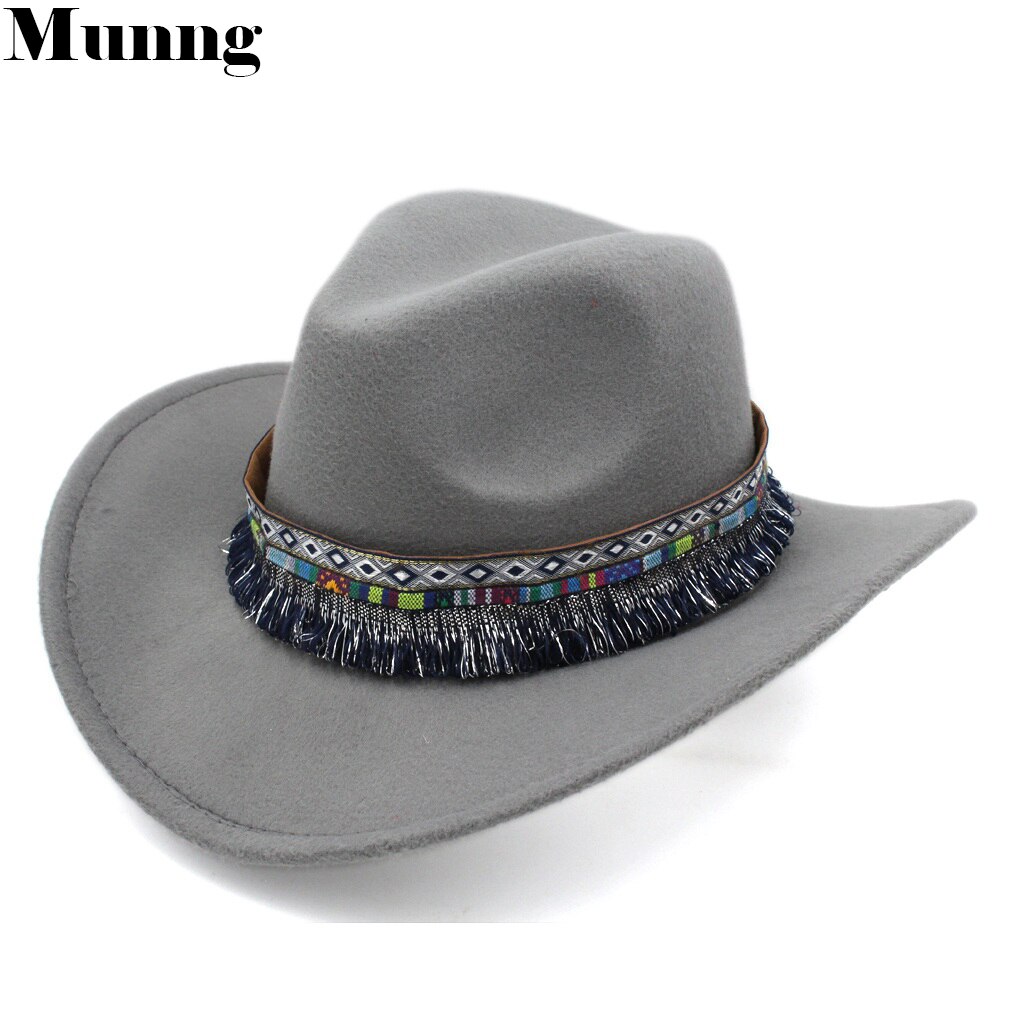 Munng Unisex Wool Blend Western Cowboy Hat Wide Br... – Vicedeal