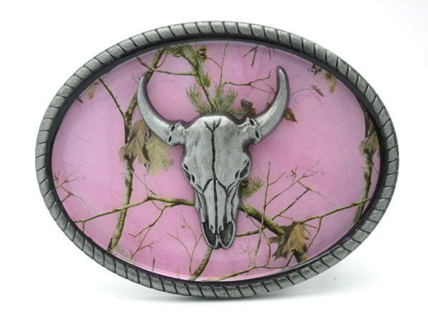 Oval Pink Camouflage Bull Belt Buckle – Vicedeal