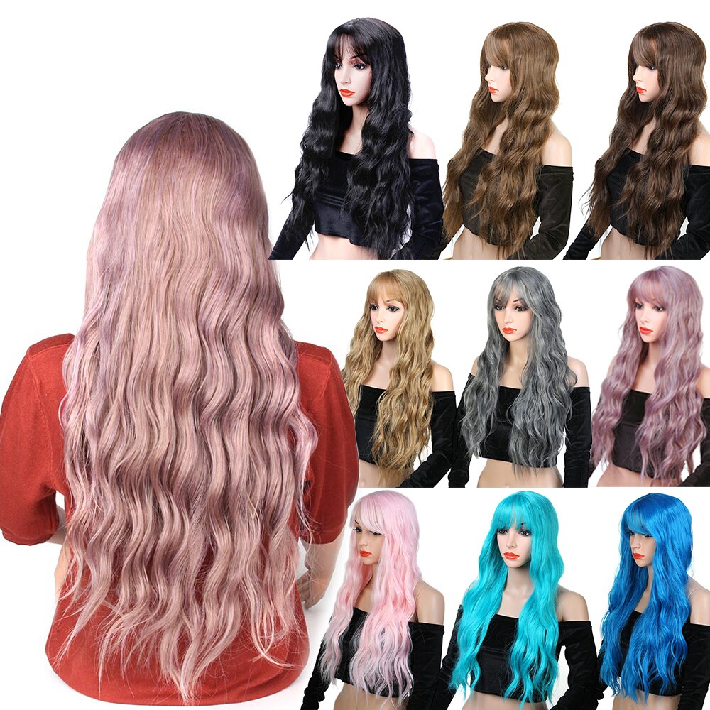 LiangMo 26-inch long red wavy blond wig synthetic ... – Vicedeal