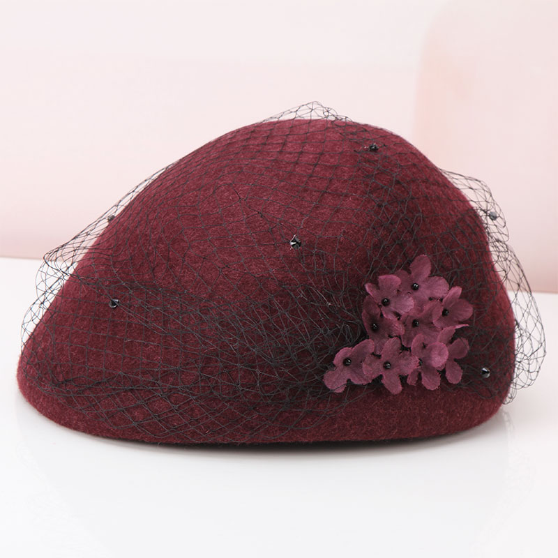 Girls Veil British Retro Hat Flower Yarn Lace Wool... – Grandado