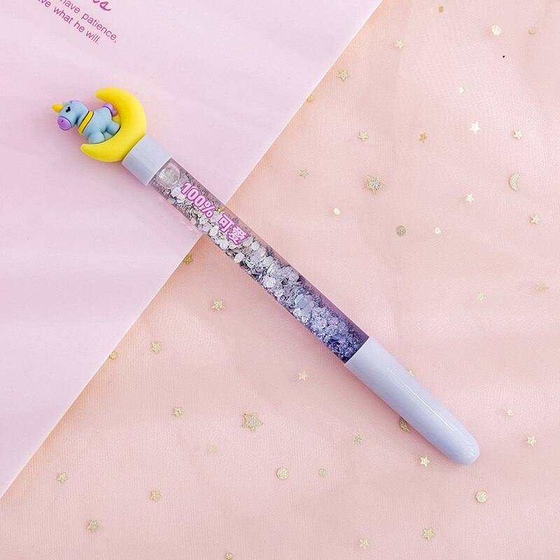 Kawaii Maan Eenhoorn Liquid Quicksand Gel Pen Neut... – Grandado