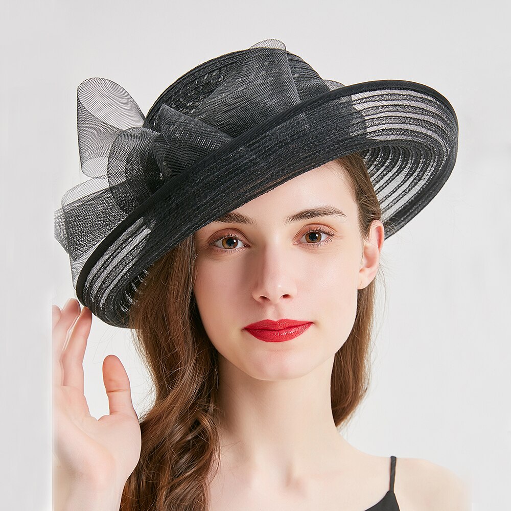 Summer Black Hats Women Fascinators Fedoras Church... – Vicedeal