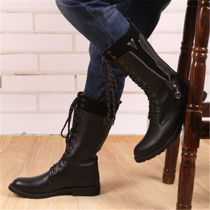 Men Motorcycle Boots Cool Men Boots Punk Goth Bike... – Grandado