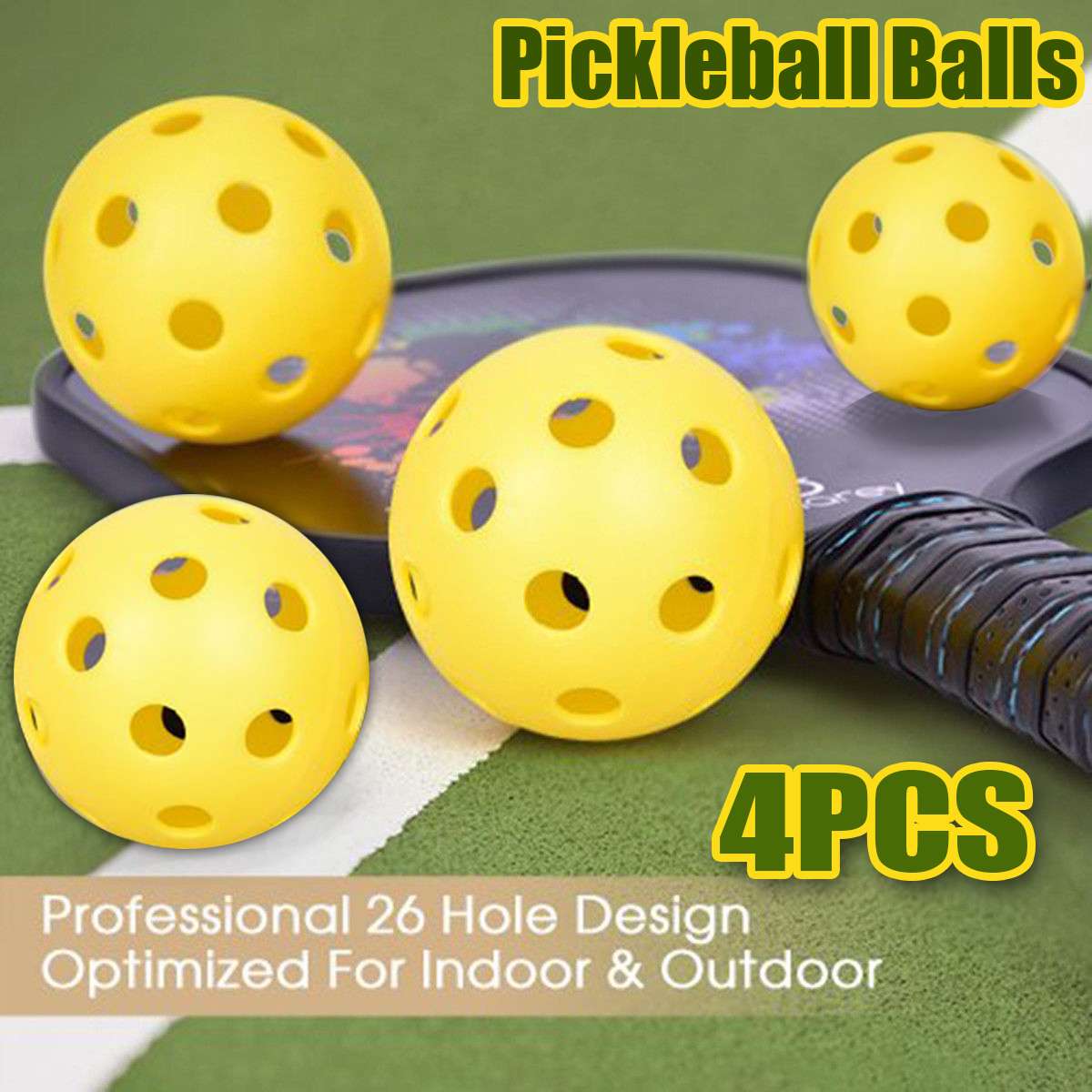 4Pcs/Set Pickleball Balls Pro 26 Holes for Outdoor... – Grandado